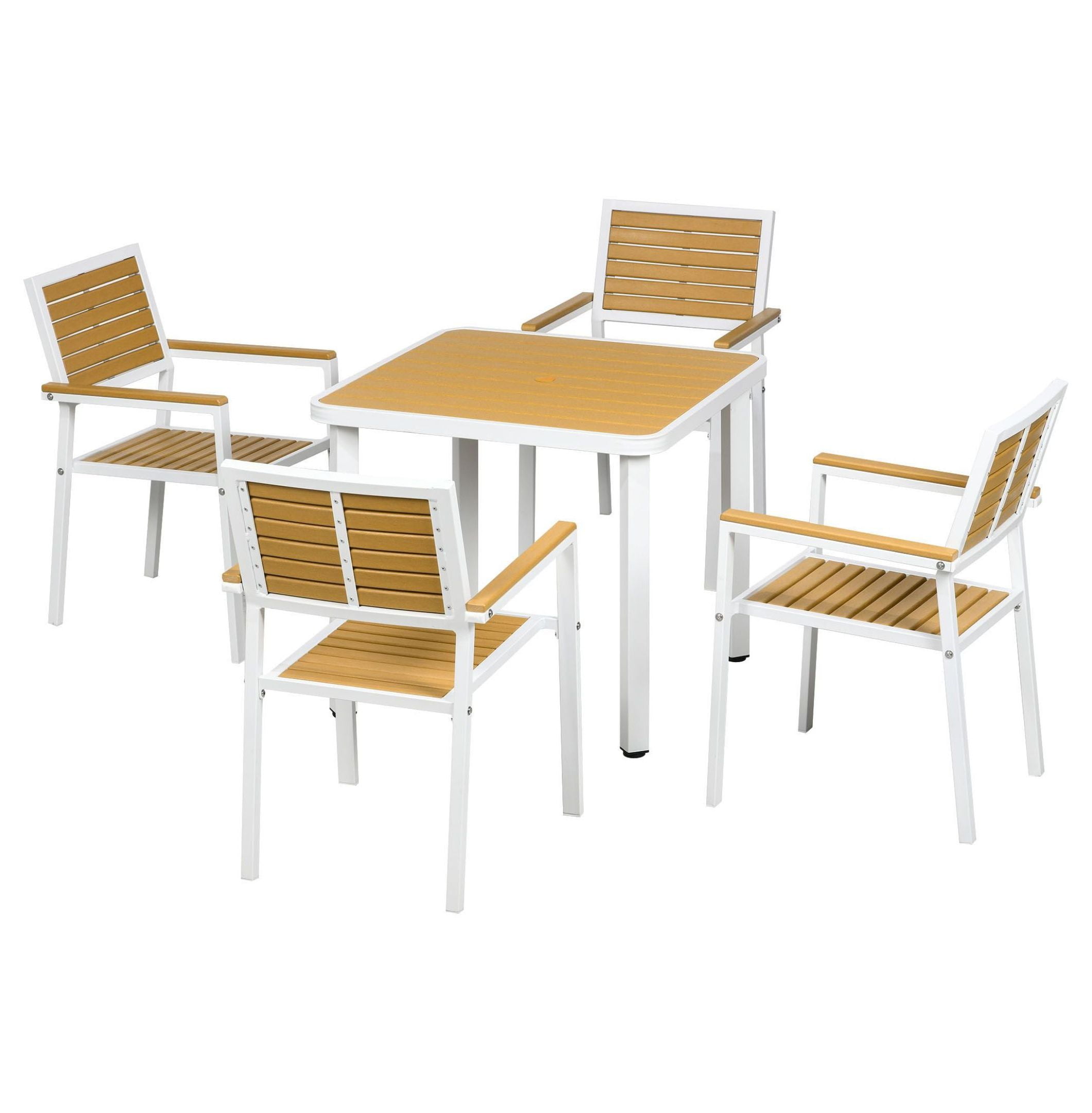 5-Piece Patio Dining Set, Yellow Aluminum Outdoor Furniture, HDPE Table ...