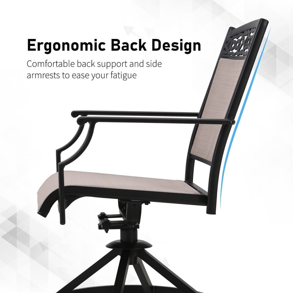 5-Piece Patio Dining Sets, 4 Swivel chair with Alu Frame and Breathable ...