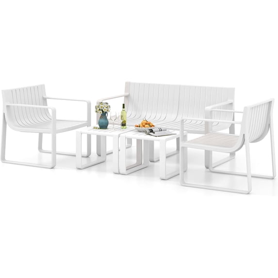 5-Piece Patio Furniture Set, Outdoor Conversation Set w/1 Loveseat, 2 ...