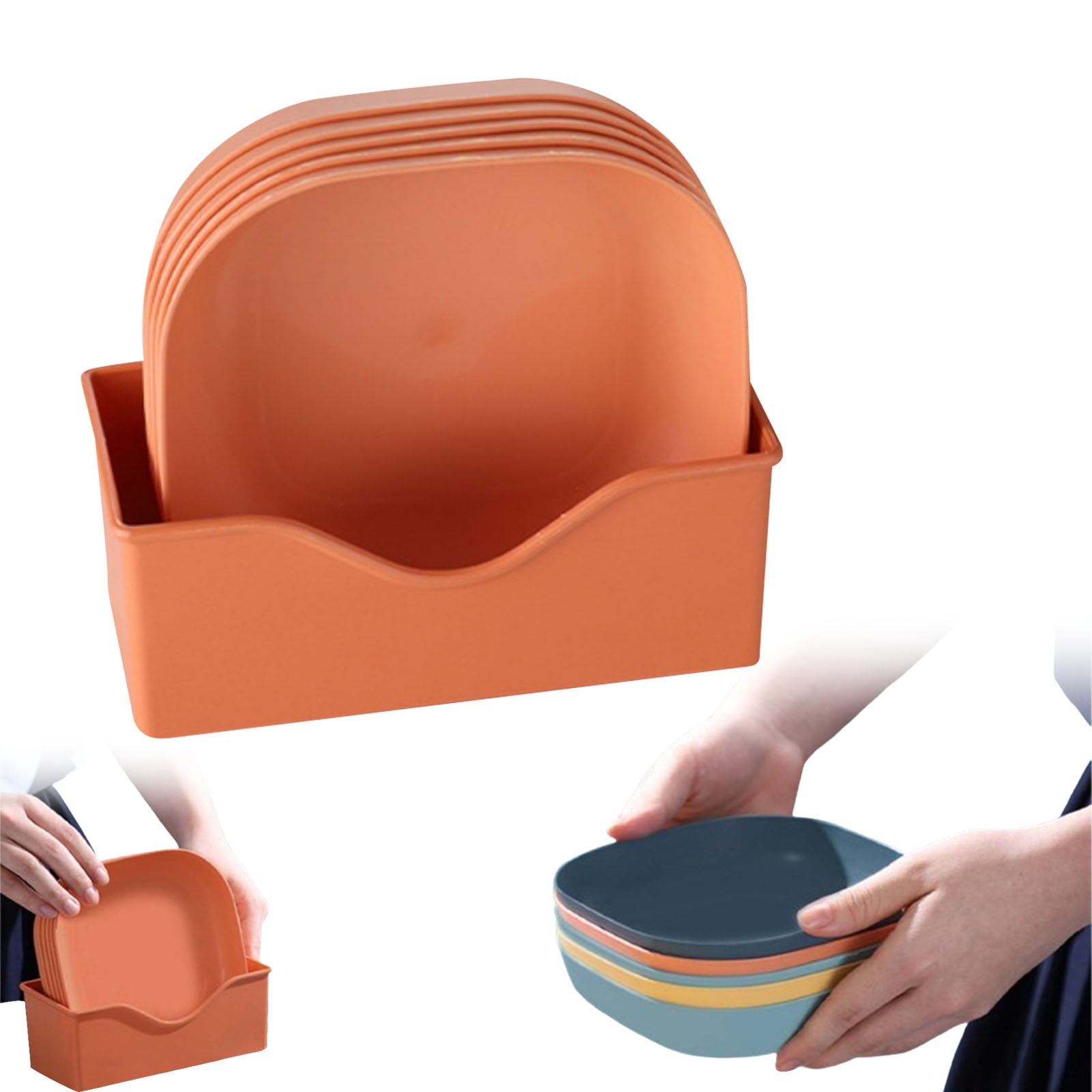 5 Piece Plastic Plate Set Household Bone Saucer Spitting Dining Table ...