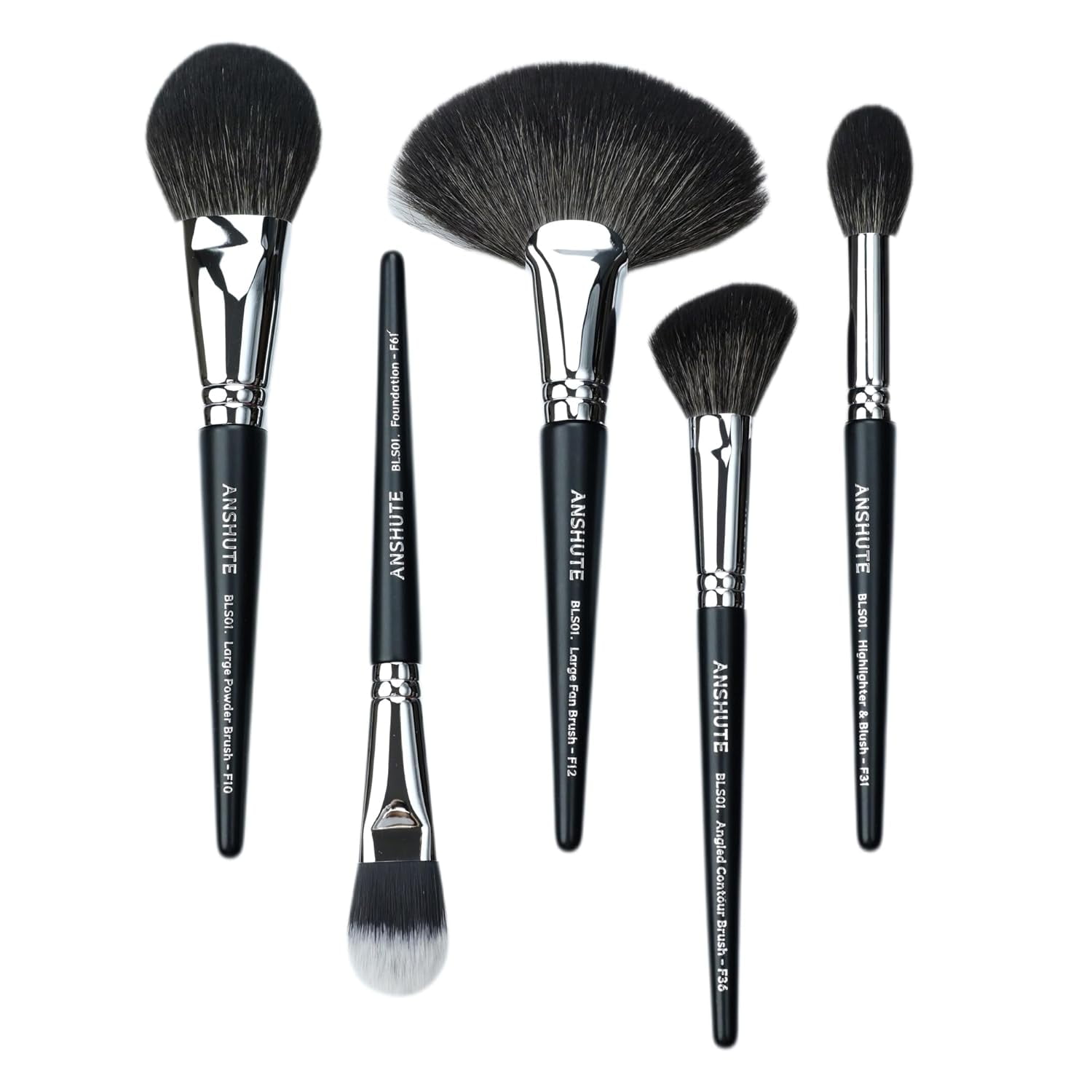 5-Piece Professional Natural Goat Hair Makeup Brush Set – Face Brushes ...