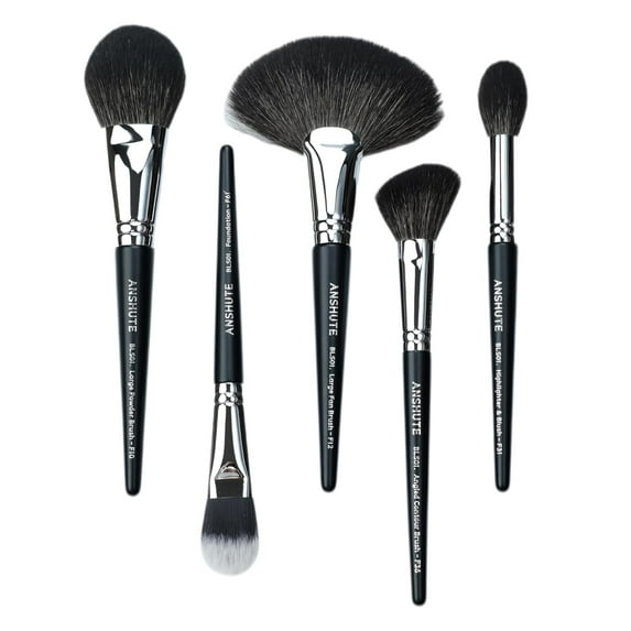 5-Piece Professional Natural Goat Hair Makeup Brush Set – Face Brushes ...