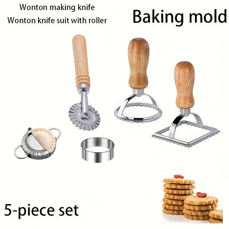 5-Piece Ravioli Cutter Wheel Set, Stainless Steel Pasta Making Tools ...