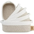 5-Piece Rectangle Storage Basket Set- Natural Cotton Rope Woven Baskets ...