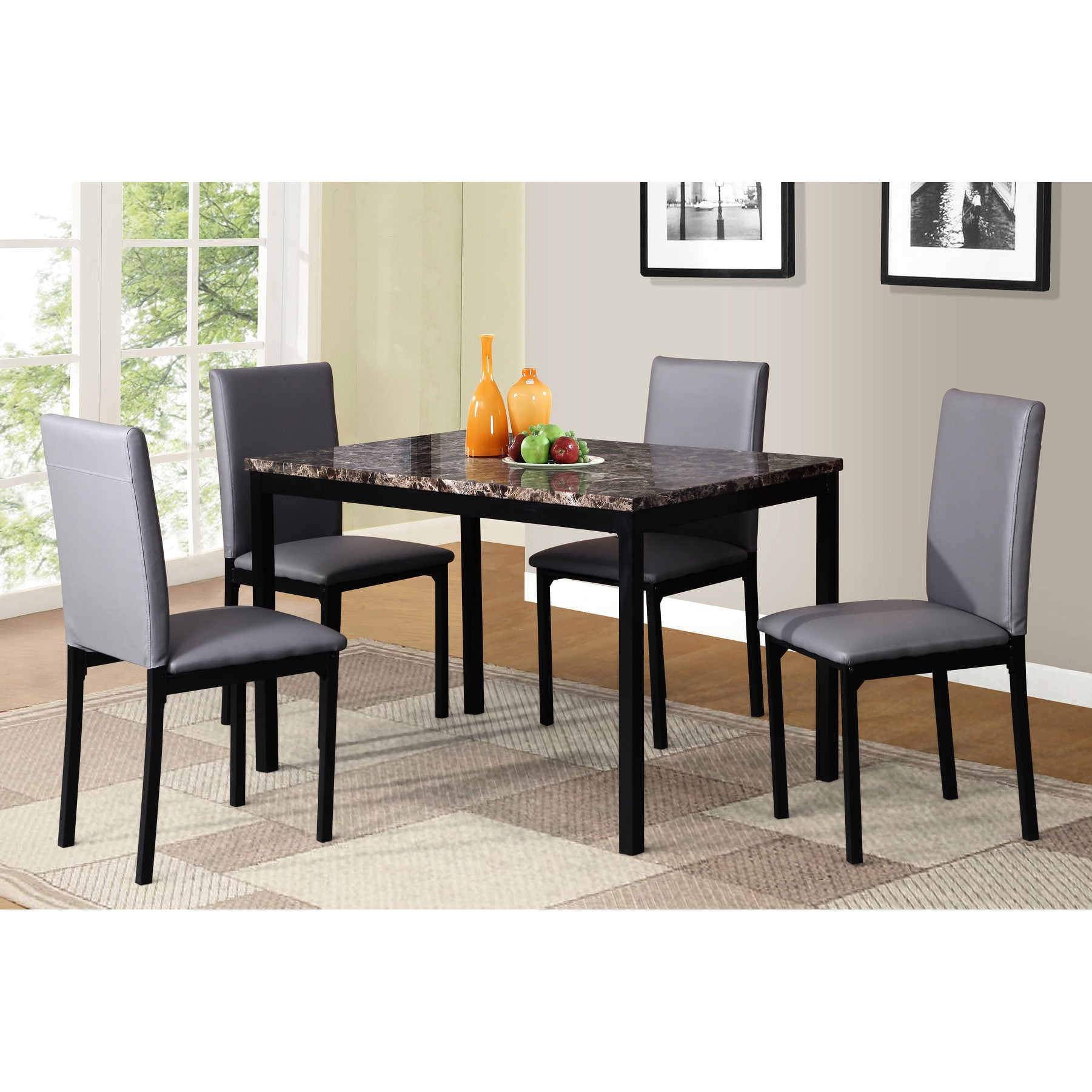 5-Piece Rectangular Metal Dinette Set | Suitable for Dining Room ...