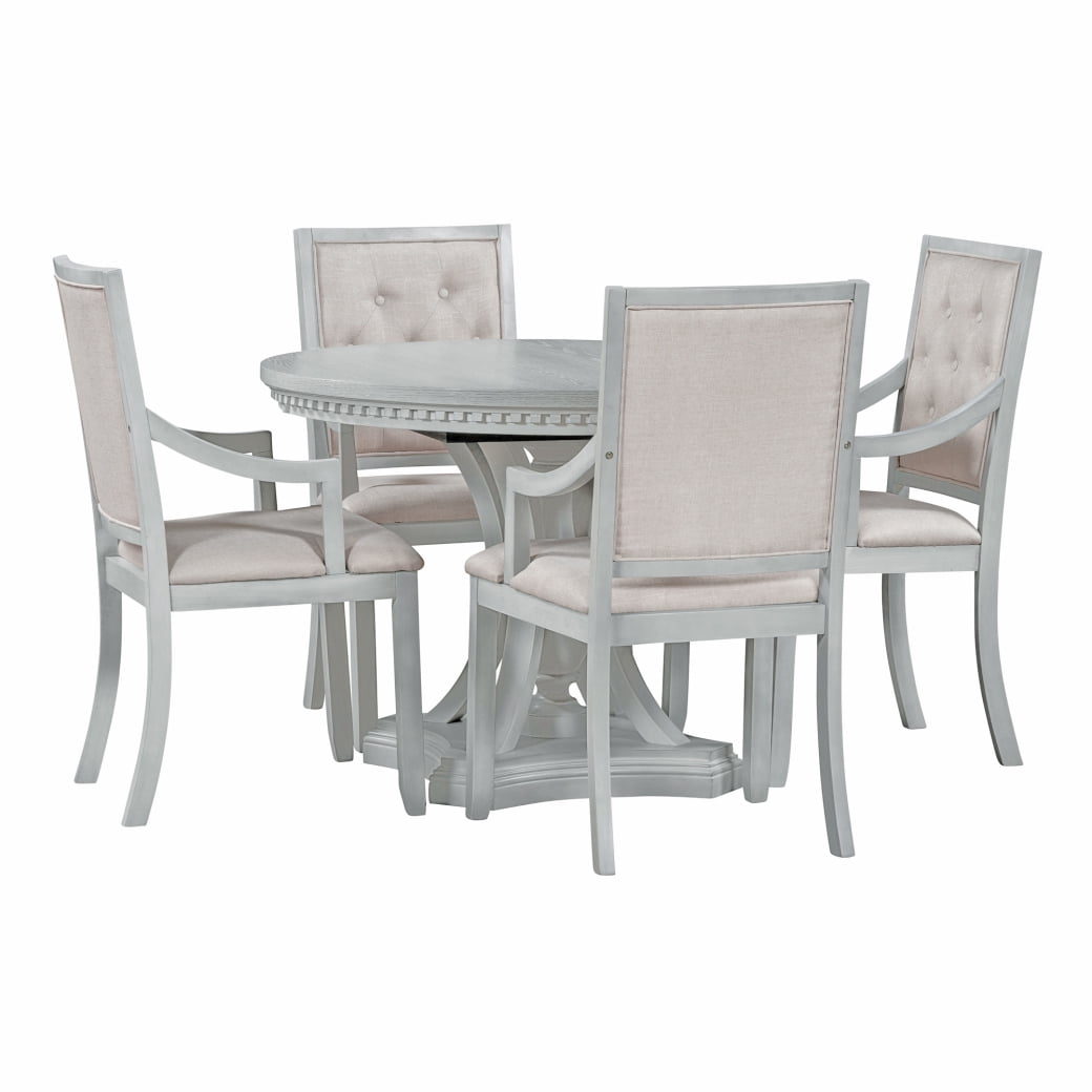 5-Piece Retro Style Table Set, Including Extendable Round Table and 4 ...