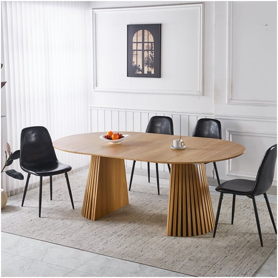 5-Piece Round Dining Set, Black MDF Table and Metal Chairs, Space ...