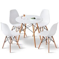 Best Choice Compact 5-Piece Mid-Century Dining Set with 4 Chairs, Beech ...