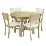 5 Piece Round Dining Table Set, Farmhouse Wood 42 inch Round Table with ...