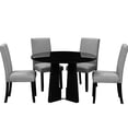 5-Piece Round Dining Table Set | Ideal for Dinner in Dining Room | MDF Tabletop with Marble ...