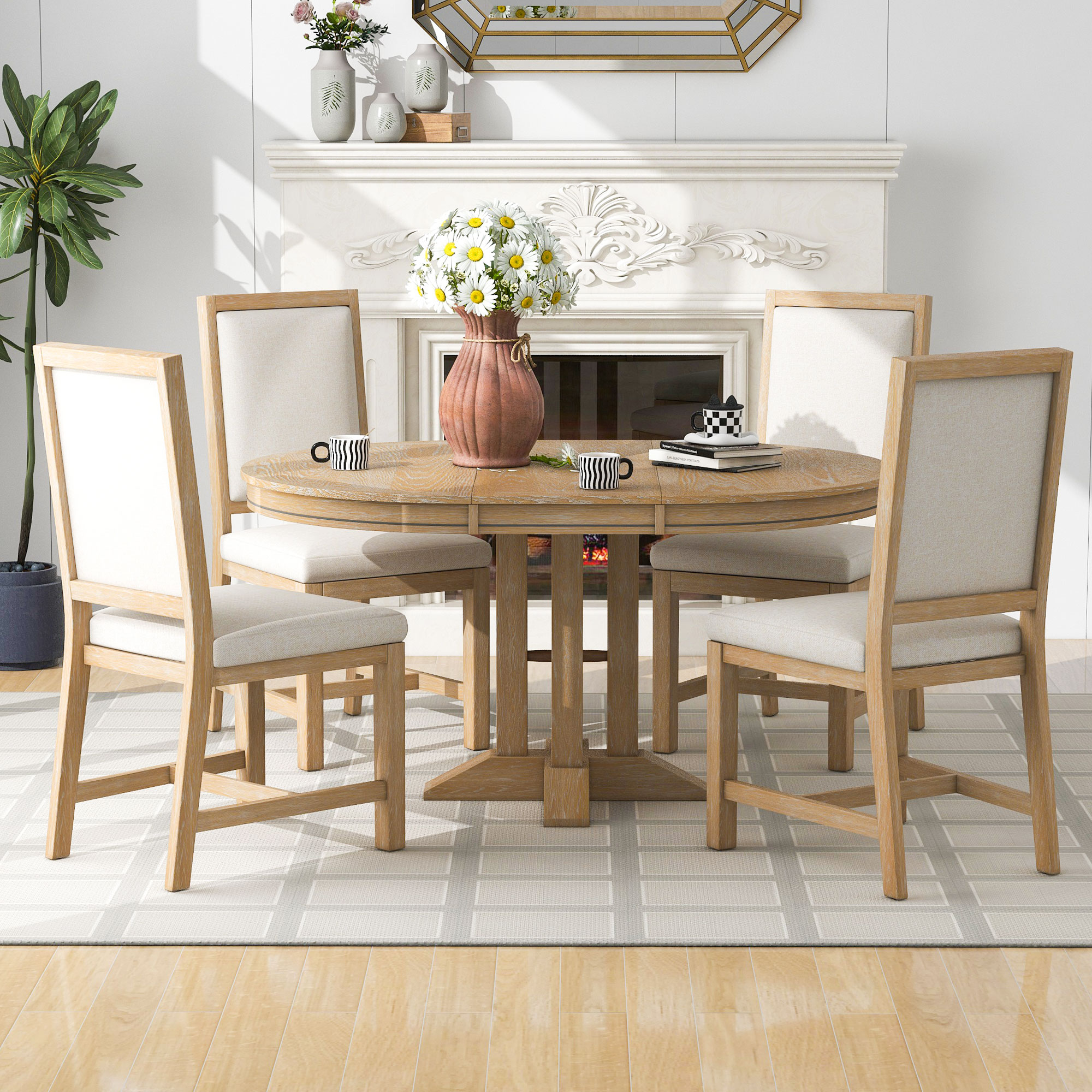 Best Choice Products 3-Piece Wood Dining Room Round Table & Chairs Set ...