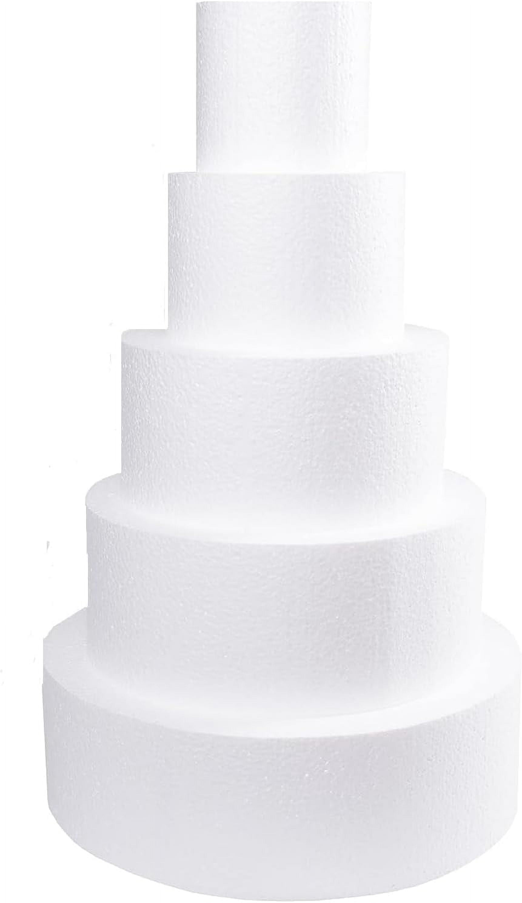5 Piece Round Fake Cake Set/Circle Dummy Cake Set for Weddings, Crafts ...