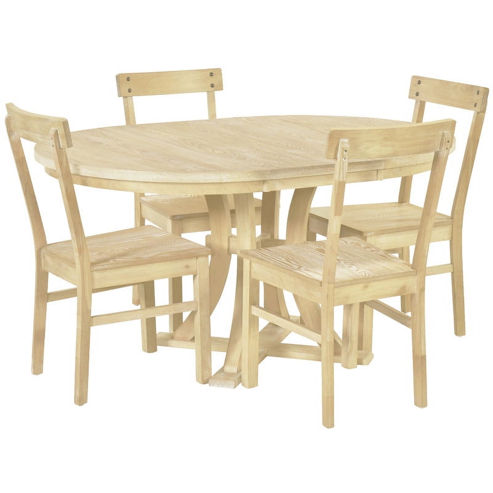 5-Piece Rustic Round Pedestal Extendable Dining Table Set with 15.7 ...