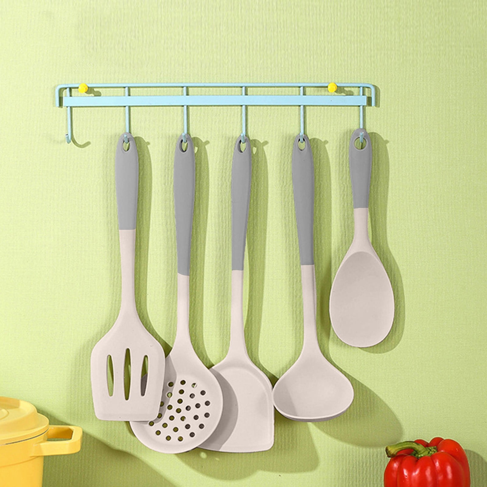 5-Piece Silicone Kitchen Utensil Set with Spatula, Ladle, Spoon, Turner ...