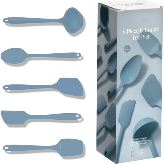 5-Piece Silicone Kitchen Utensils Set - Ladle Spatula Flip Spoon ...