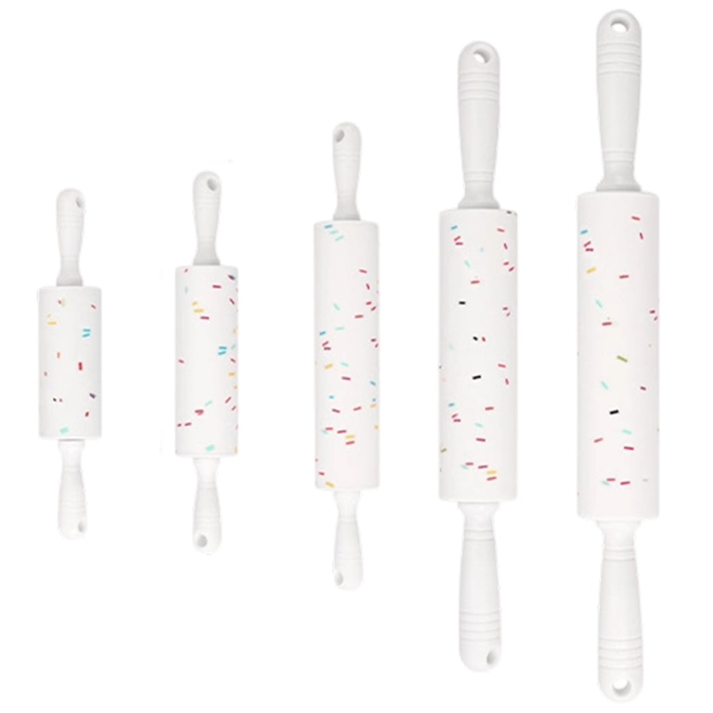 5 Piece Silicone Rolling Pin With Colorful Dot Pastry Dough Roller ...