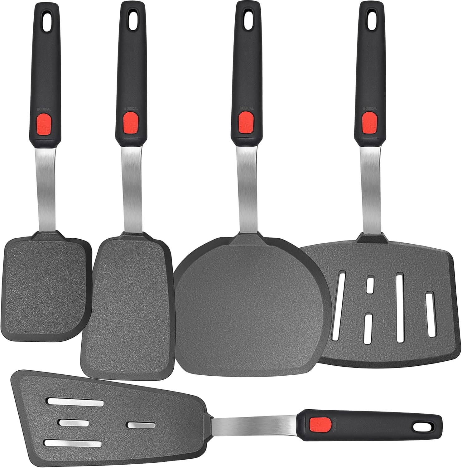5 Piece Silicone Spatula Set, 600F Heat-Resistant No-Melt Rubber ...