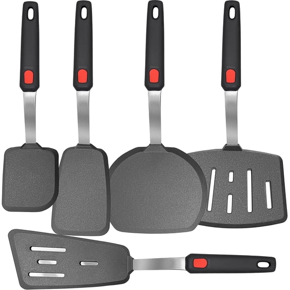 5 Piece Silicone Spatula Set, 600F Heat-Resistant No-Melt Rubber ...