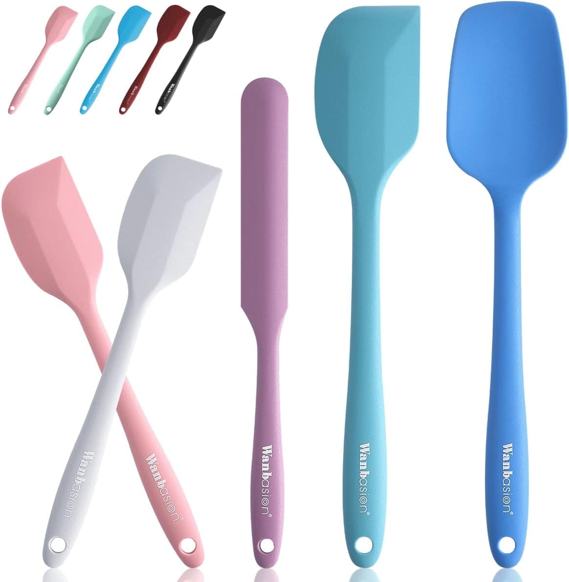 5 Piece Silicone Spatula Set Heat Resistant, Colorful Rubber Baking ...
