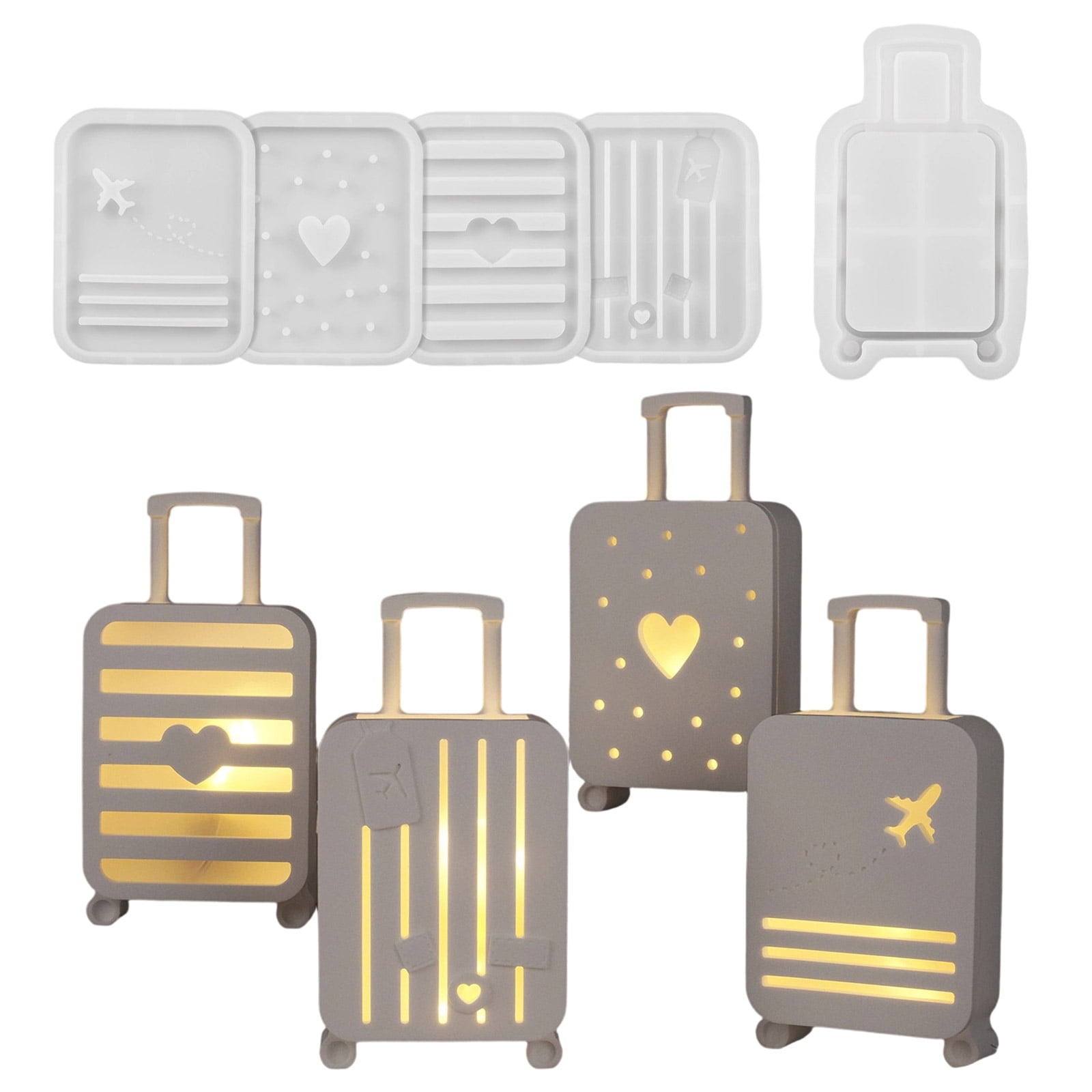 5 Piece Silicone Suitcase Trinkets Box Mold For Craft Shadows Light ...