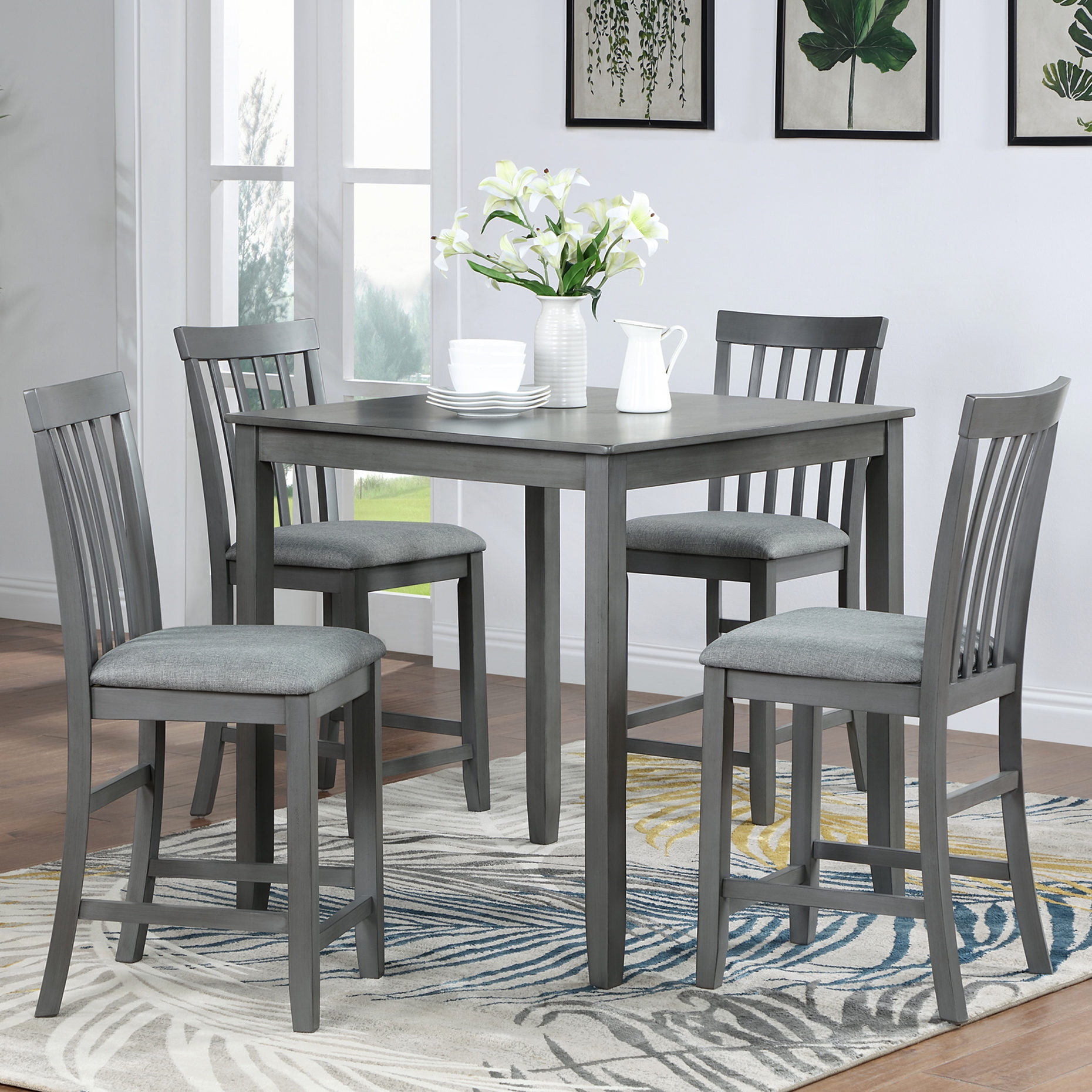 5 Piece Solid Wood Dining Set with Upholstered Chairs | Provides ...