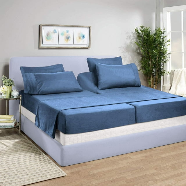 5 Piece Split King Sheet Set for Adjustable Beds 800 Thread Count 100% Egyptian Cotton Split ...