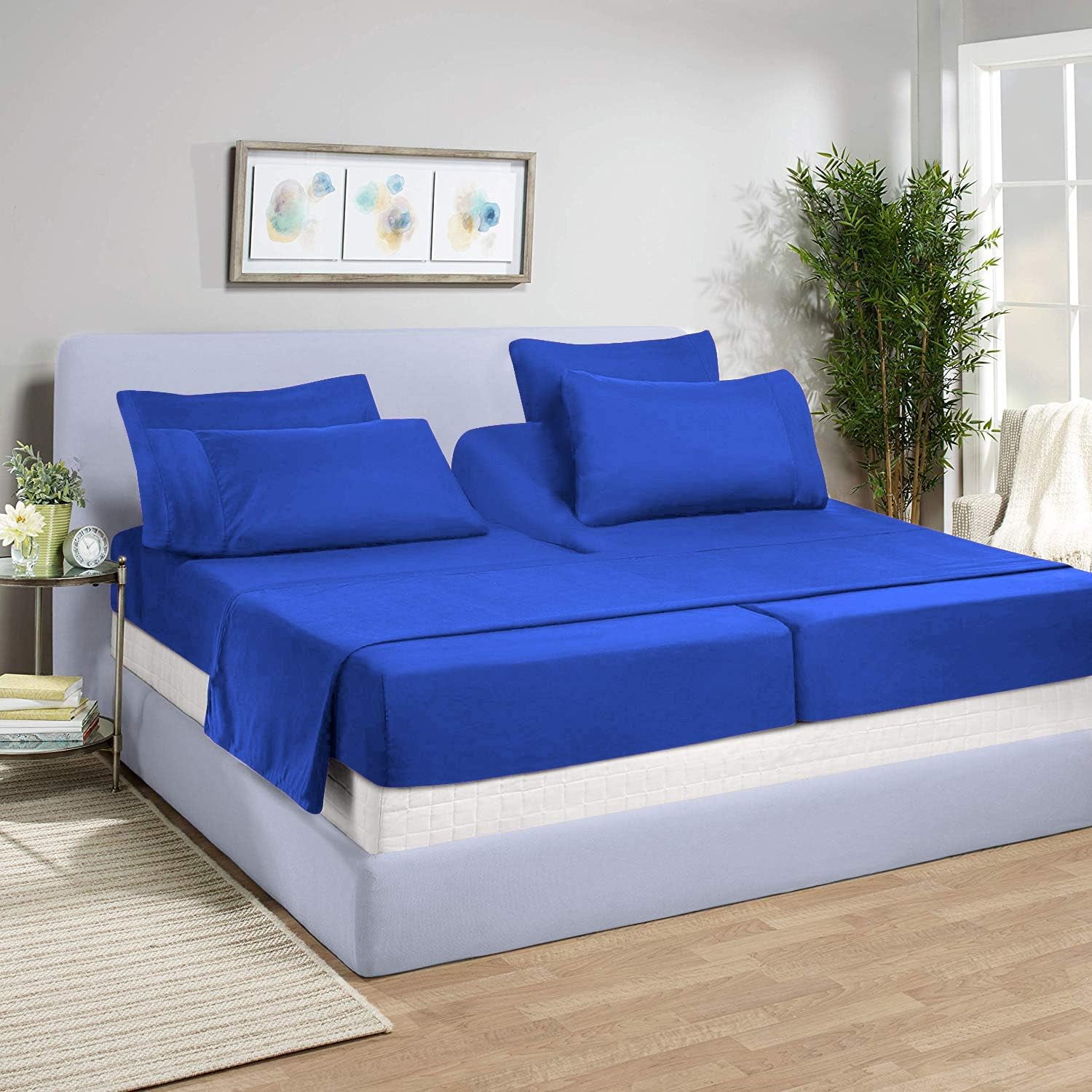 5 Piece Split Queen Sheet Set for Adjustable Beds 800 Thread Count 100% ...