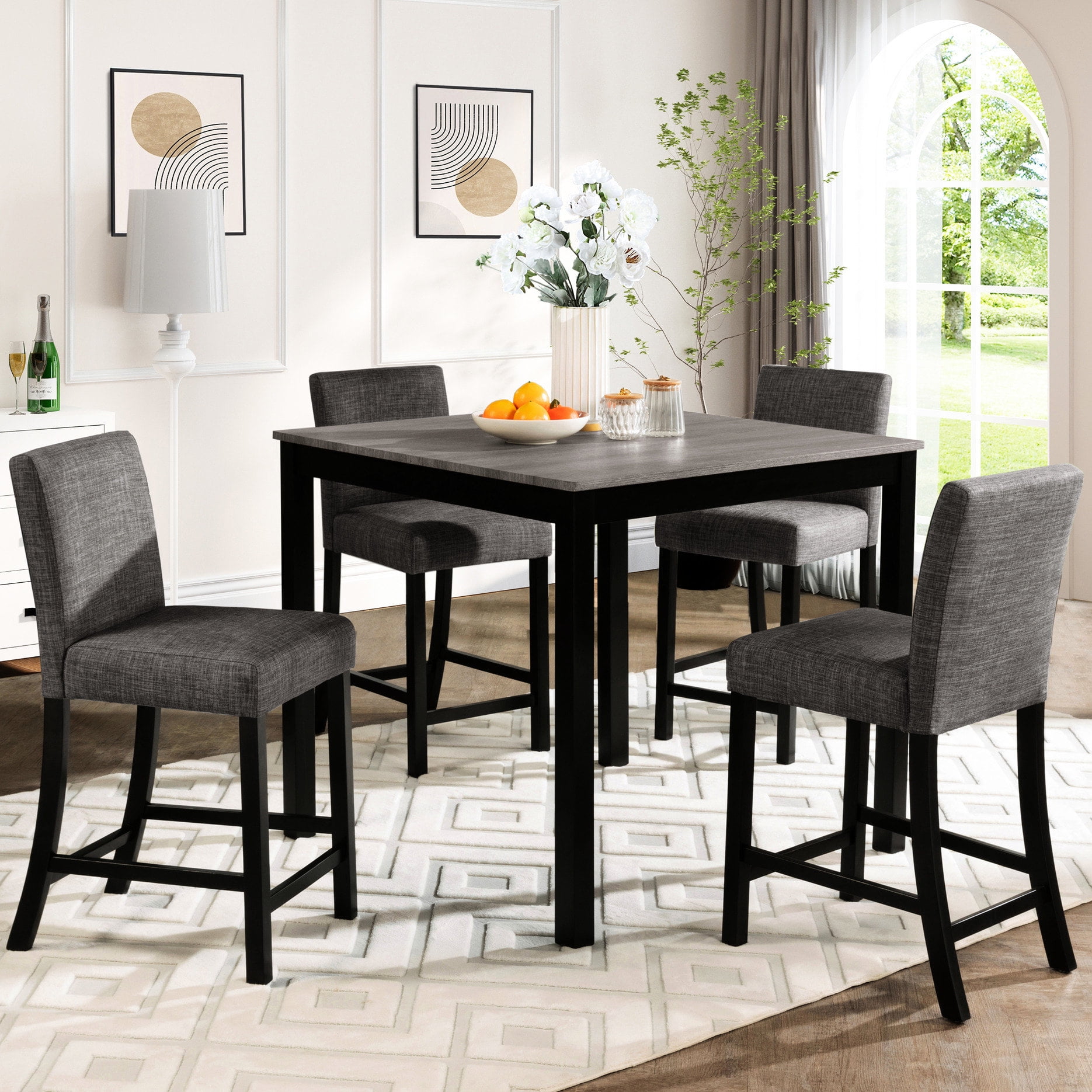 5-Piece Square Counter Height Dining Ensemble | For Kitchen and Dining ...