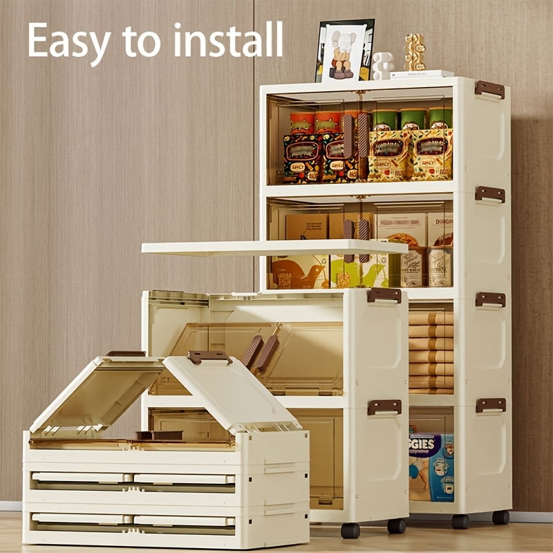5-Piece Stackable Rolling Storage Box Set – Modular Plastic Drawer ...