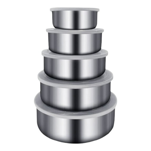 5-Piece Stainless Bowls with Transparent Lids, Food Storage Containers ...