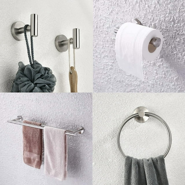 5 Piece Stainless Steel Bathroom Towel Rack Set Wall Mount Brushed ...