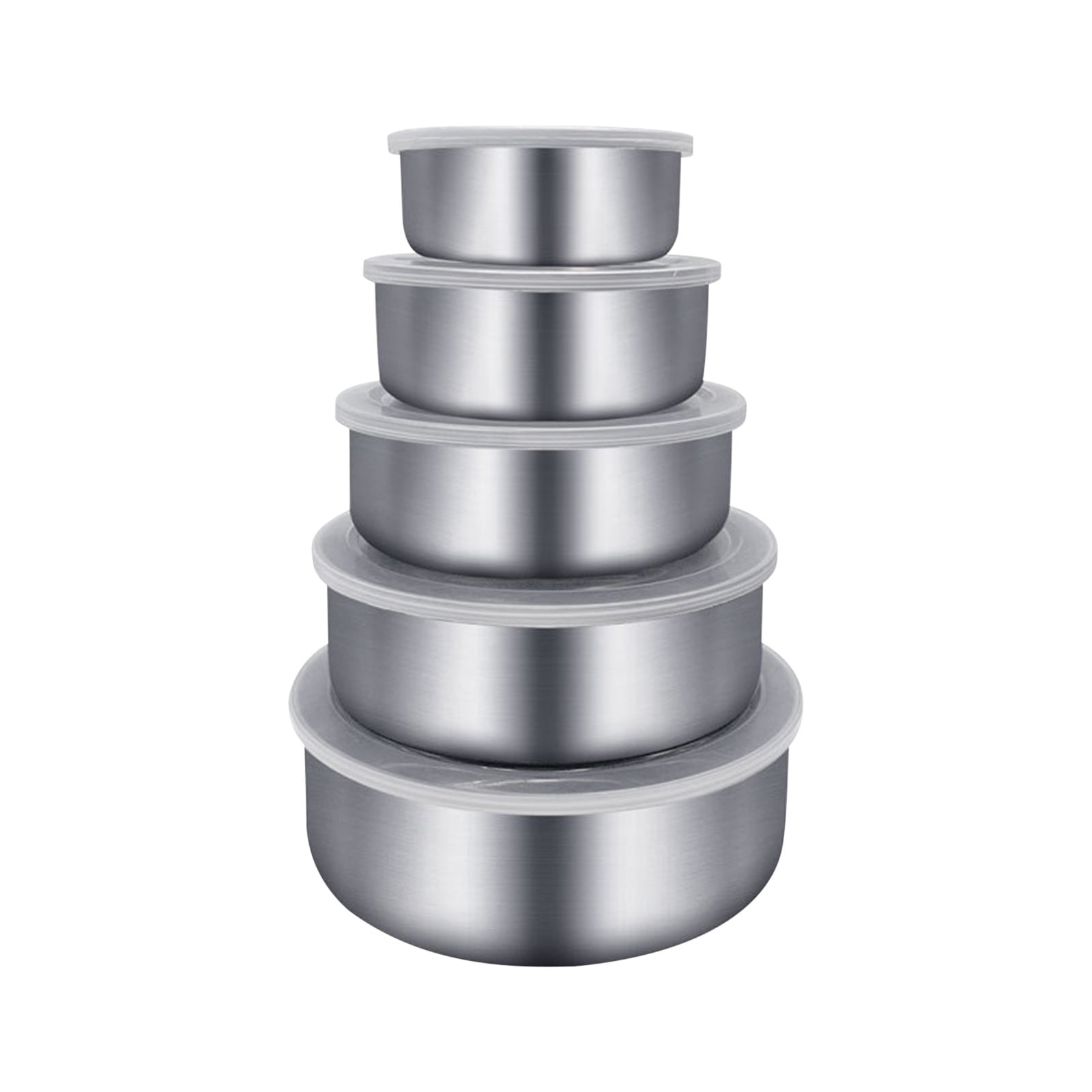 5 Piece Stainless Steel Circular Sealed Fresh Keeping Storage Box Set ...