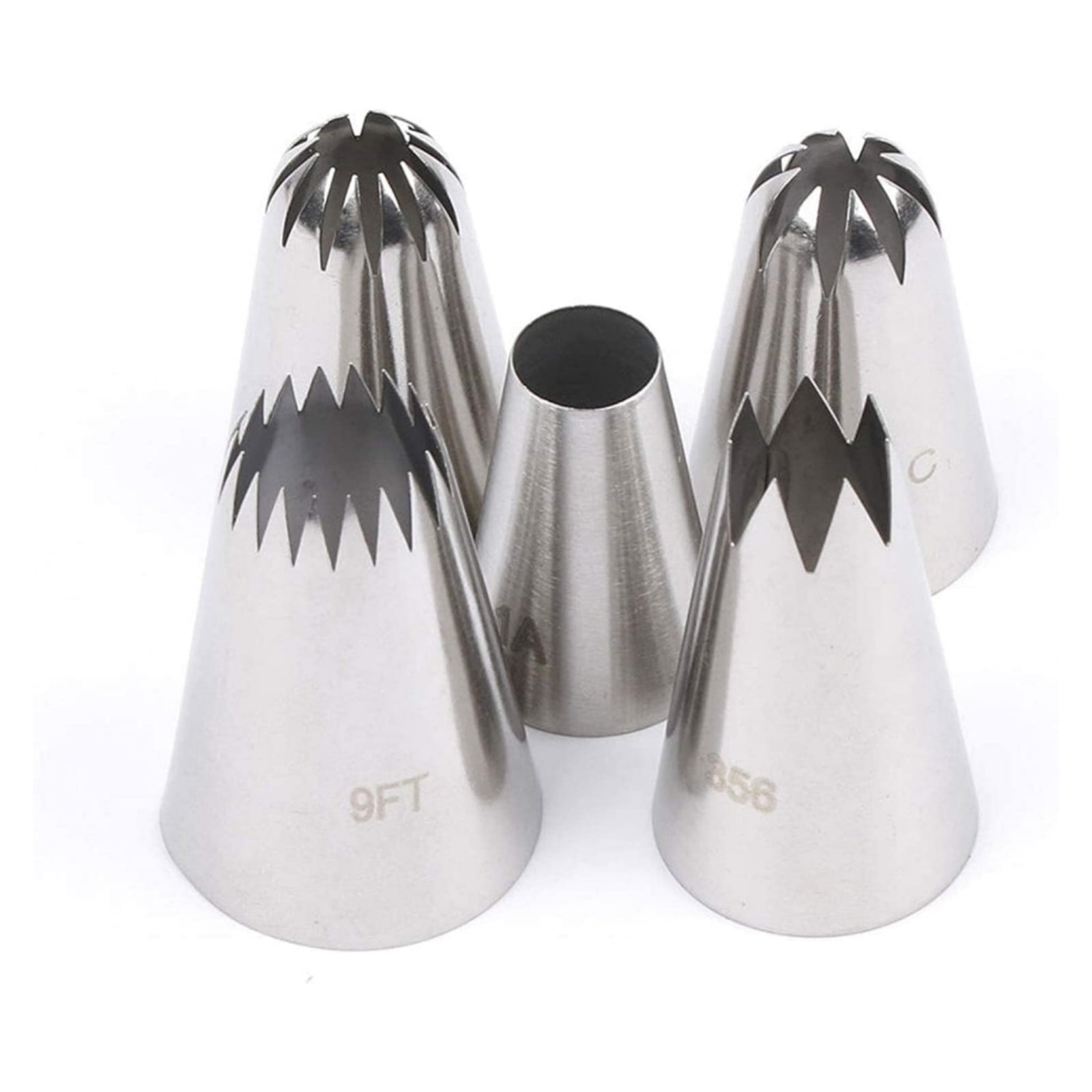 5 Piece Stainless Steel Piping Tips Nozzles With Star Round Petal ...