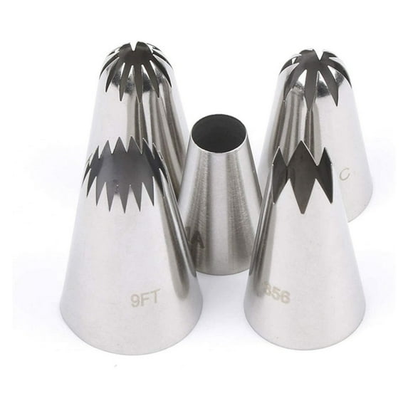 5 Piece Stainless Steel Piping Tips Set for with Star Round and Petal ...