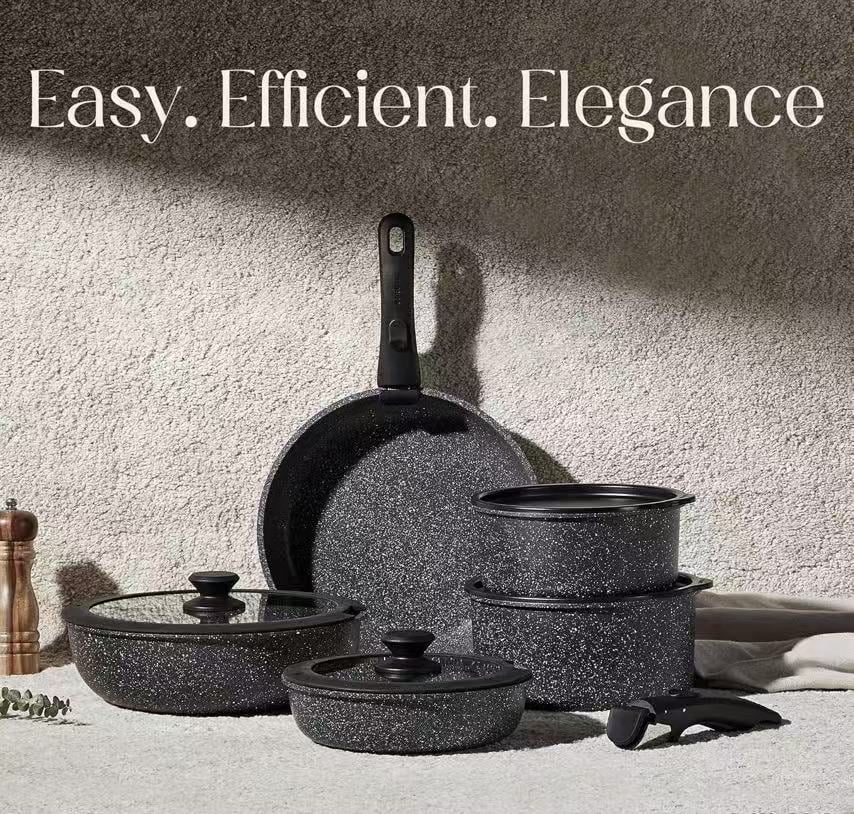 5 Piece Stone Cookware Sets, Black - Walmart.com