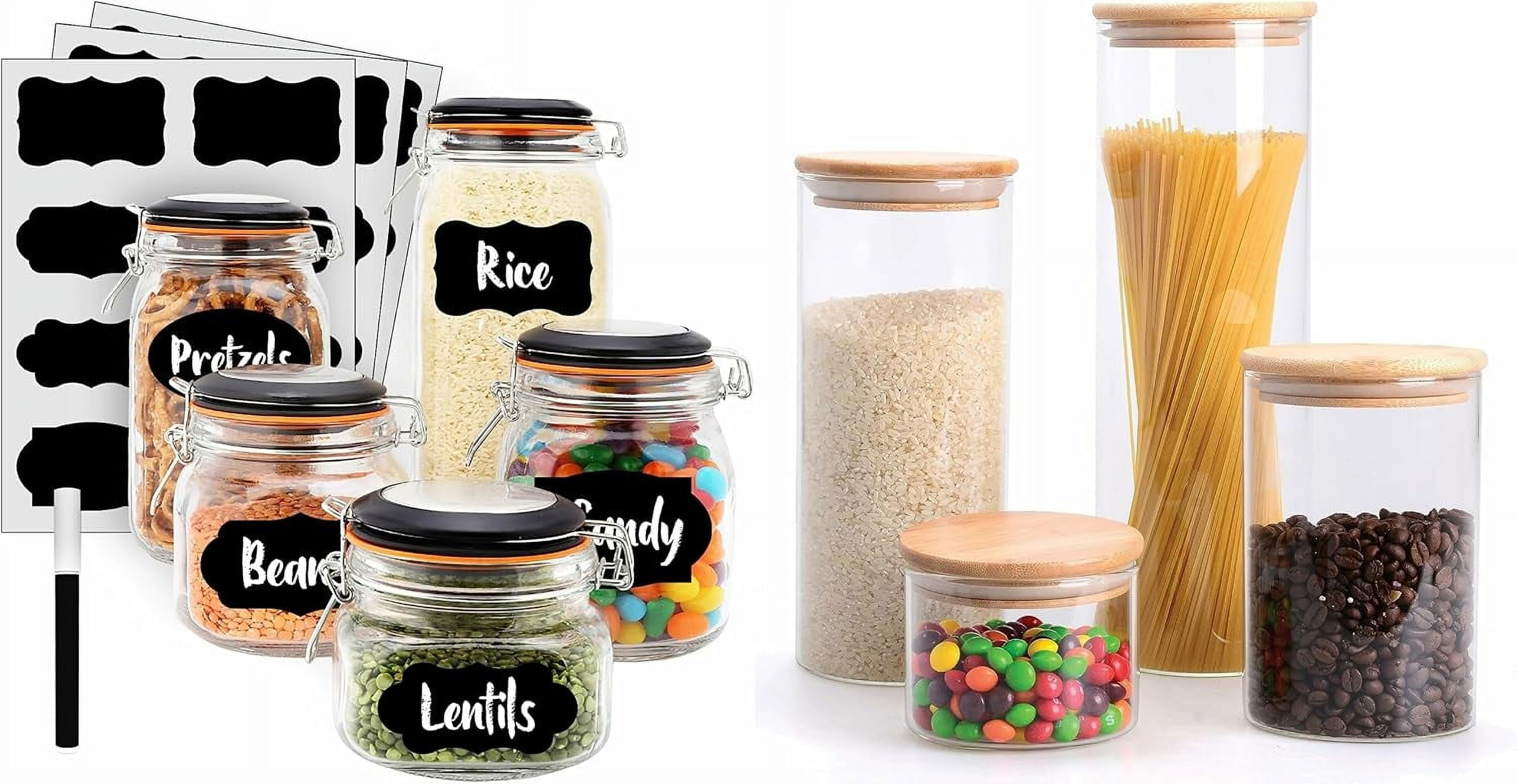 5 Piece Storage Glass Jars & 4 Piece Glass Canisters With Airtight Lids ...