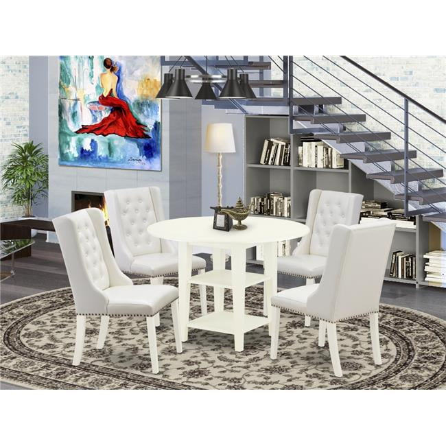 5 Piece Sudbury Kitchen Table Set - Linen White & Light Gray - Walmart.com