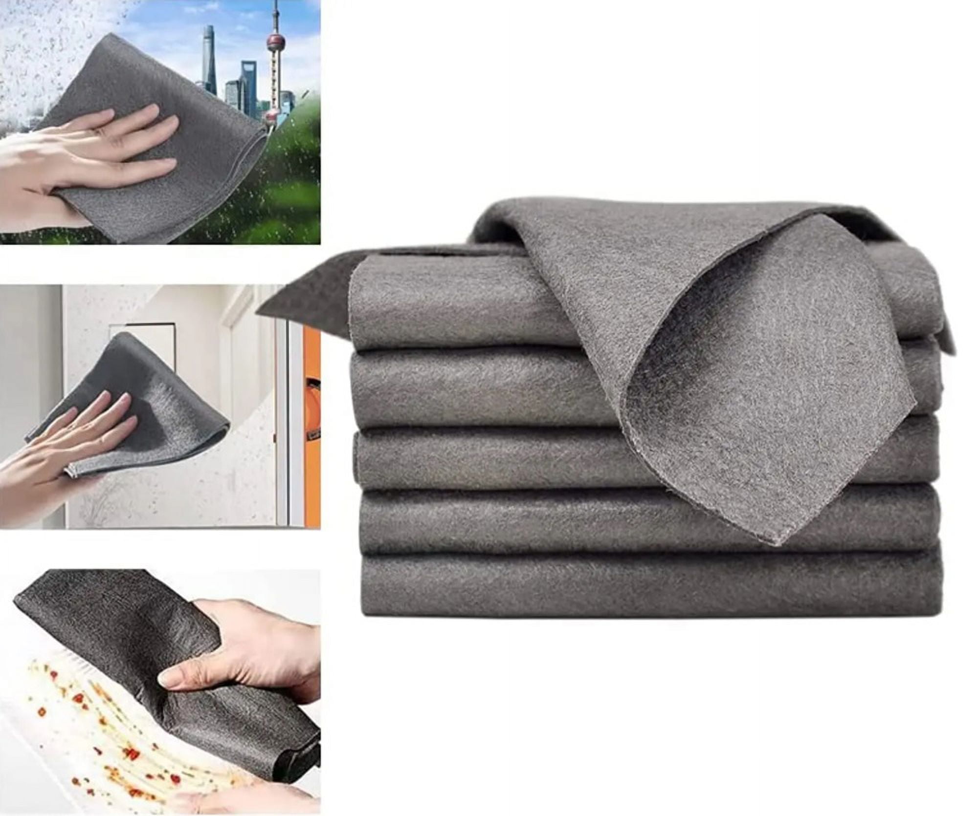 5-Piece Thickened Microfiber Cleaning Cloth Set – Reusable, Lint-Free ...