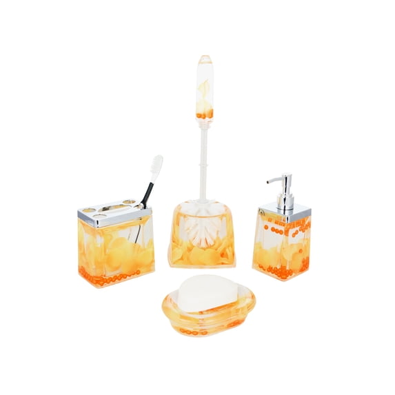 5 Piece Toiletry Bathroom Set With Yellow Petal Design - Walmart.com