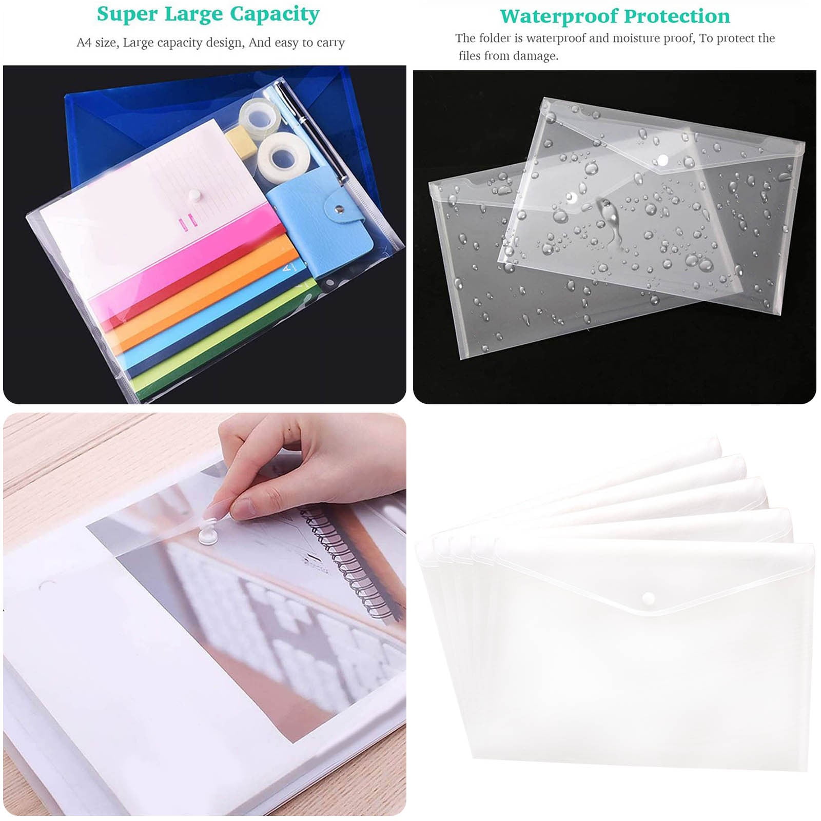 5 Piece Transparent Document Folder Transparent Archiving Envelope Envelope File Holder For A4 ...