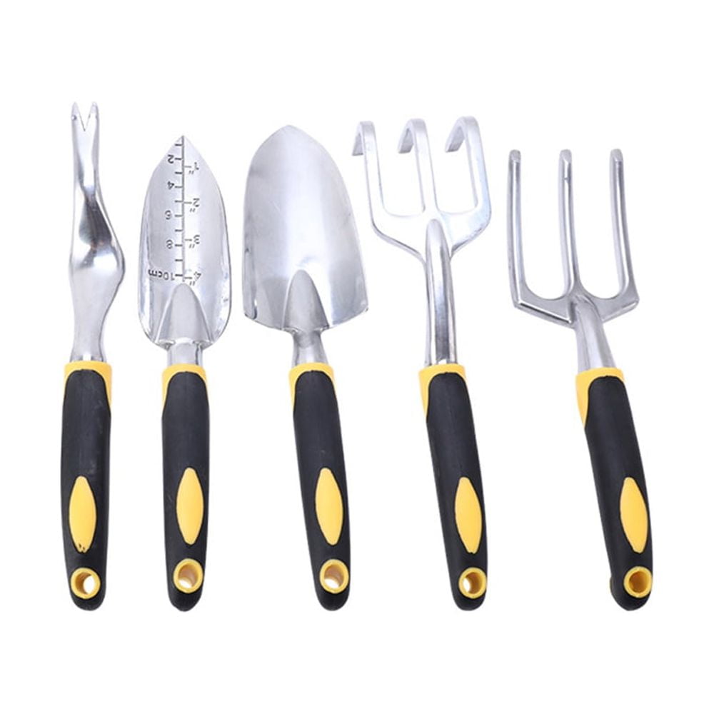 5-Piece Trowel, Transplanting & Hand Rake Kit Stainless Steel Garden ...
