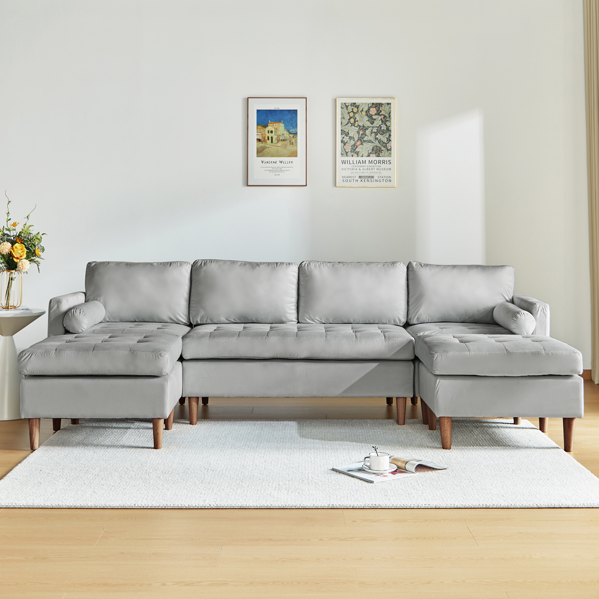Braxton Small Space Convertible Sectional, Gray color - Walmart.com