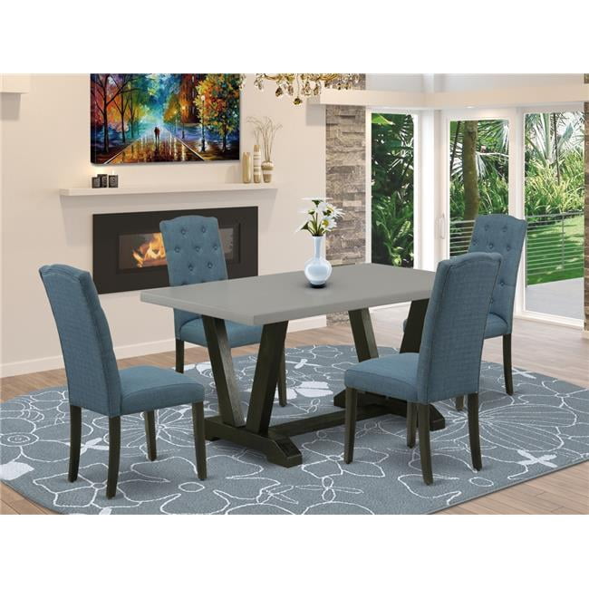 5 Piece V-Style Dinette Room Set - Blue & Cement - Walmart.com