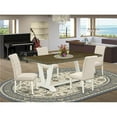5 Piece V-Style Gorgeous Kitchen Table Set - Light Beige, Distressed ...