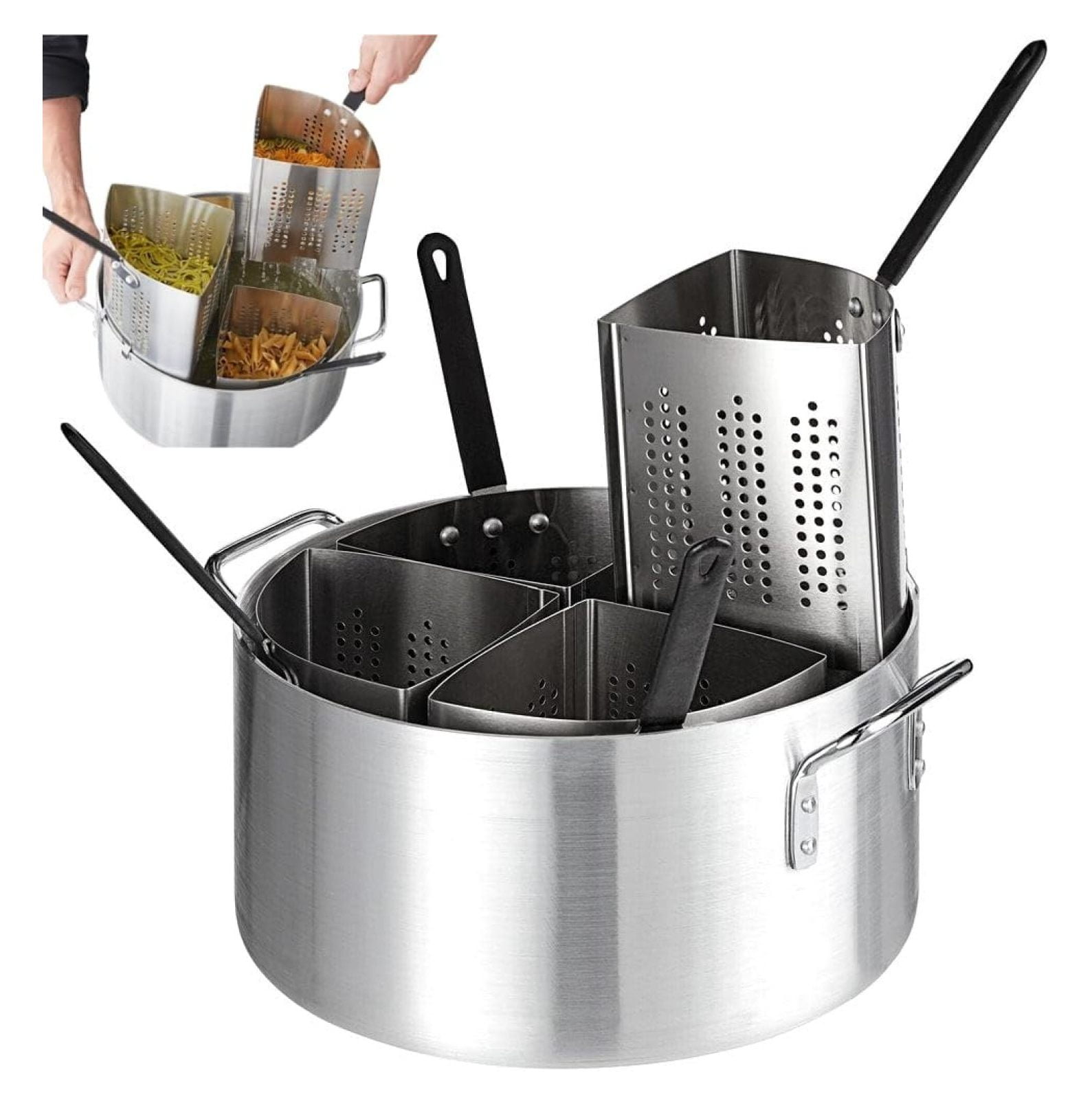 5-Piece Vegetable and Pasta Cooker Set with 20 Qt. Aluminum Pot and 5 ...