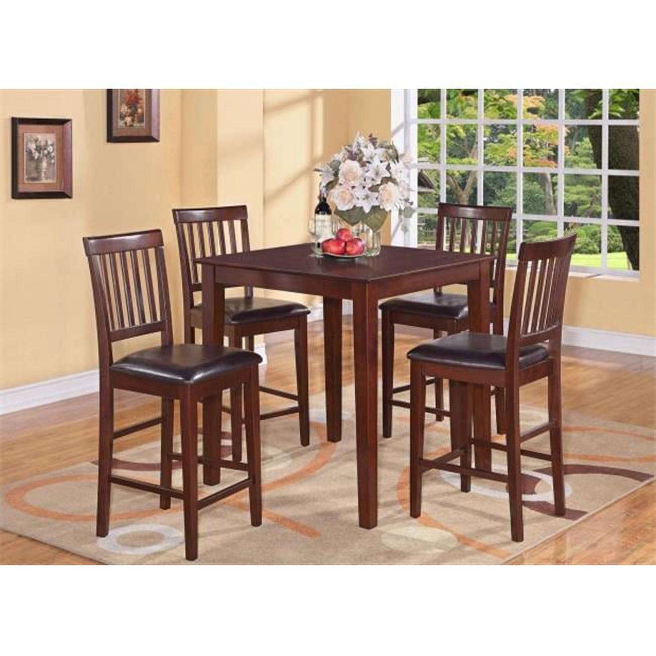 5-Piece Vernon Pub, Counter Height Square Table & 4 Faux Leather ...