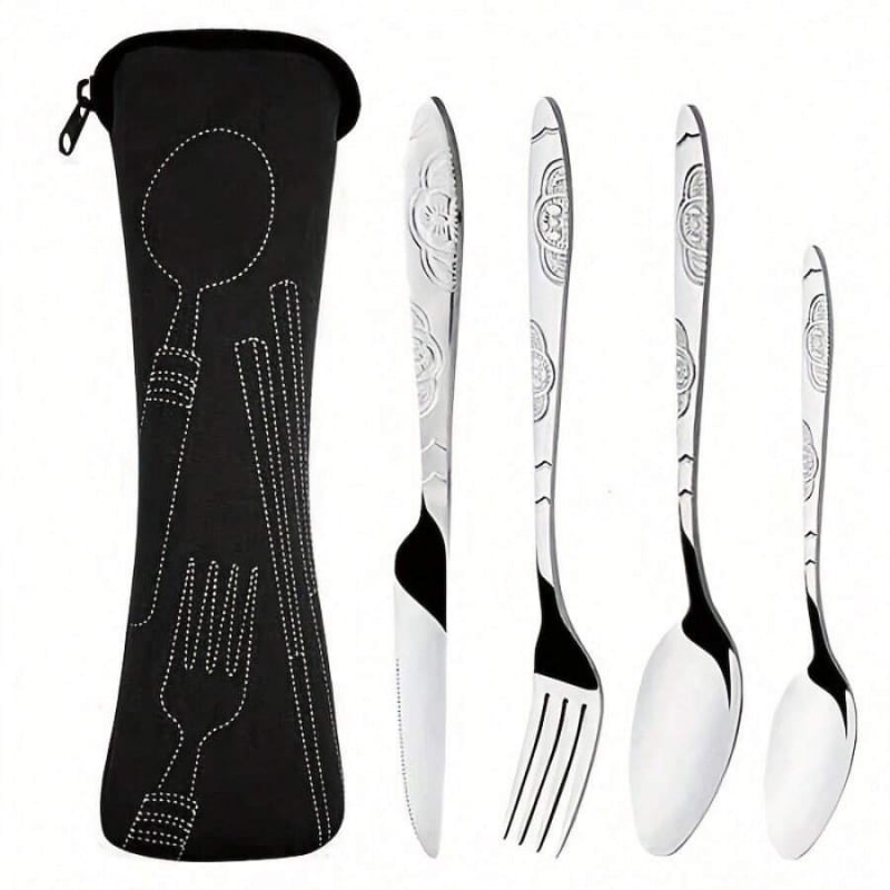 5-Piece Vintage Stainless Steel Metal Cutlery Set - Portable Dining ...