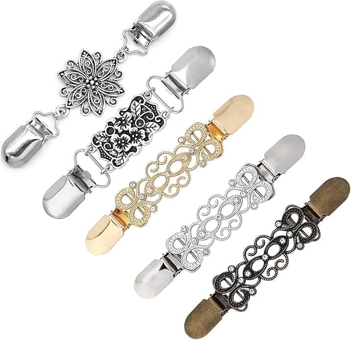 5-Piece Vintage Sweater Clip Set - Decorative Shawl Pins & Waist ...
