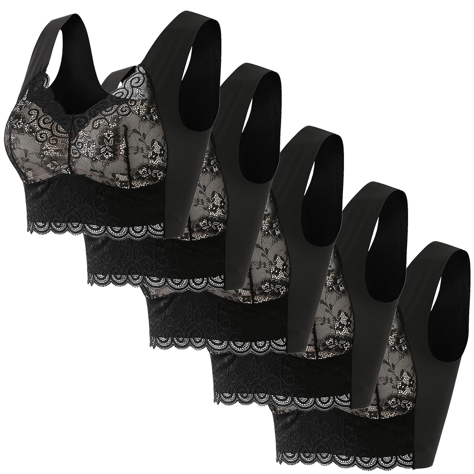 5-Piece Women's Lace Strap Wrap Plus Size Bandeau Bra Set - Walmart.com