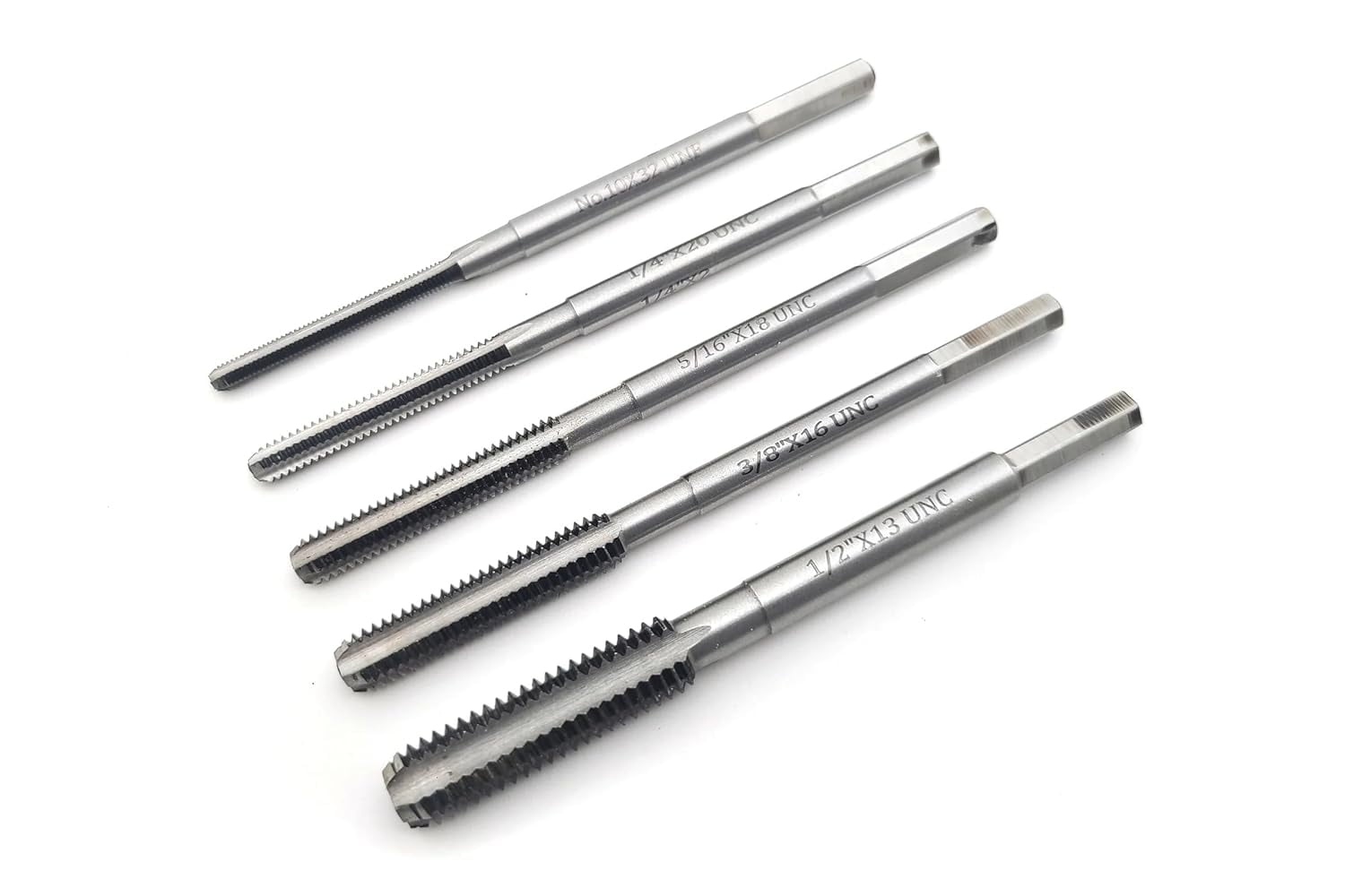 5 Piece Woodworking Taps Set, 10-32, ¼-20, 5/16-18, 3/8-16 and ½-13, 5 ...